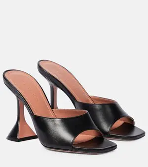 Amina Muaddi Lupita Leather Mules - Black