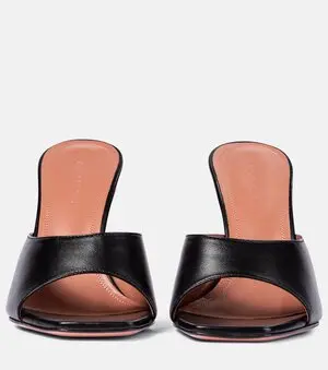 Amina Muaddi Lupita Leather Mules - Black