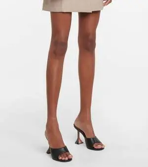 Amina Muaddi Lupita Leather Mules - Black