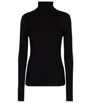 Vince Essential Turtleneck Cotton Top - Black