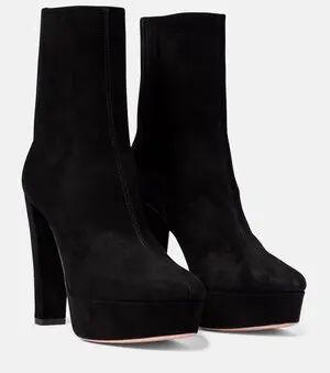 AQUAZZURA Saint Honore 120 Suede Platform Ankle Boots