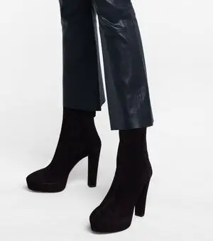 AQUAZZURA Saint Honore 120 Suede Platform Ankle Boots