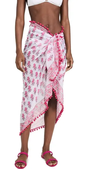 Playa Lucila Border Print Sarong Pink