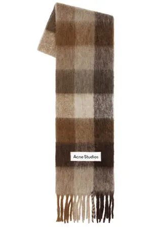 Acne Studios Scarf In Brown - Dark Brown  White  & Brown
