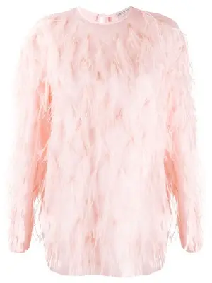 Emilio Pucci Feather Embroidery Silk Blouse - Pink