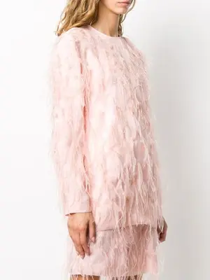 Emilio Pucci Feather Embroidery Silk Blouse