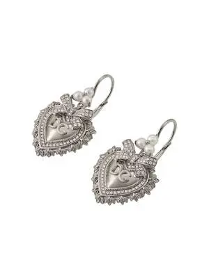 Dolce & Gabbana 18k White Gold Devotion Diamond And Pearl Earrings