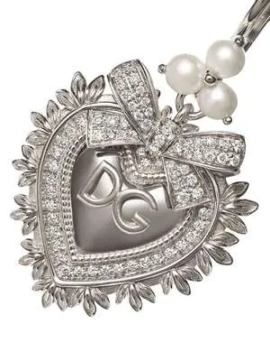 Dolce & Gabbana 18k White Gold Devotion Diamond And Pearl Earrings