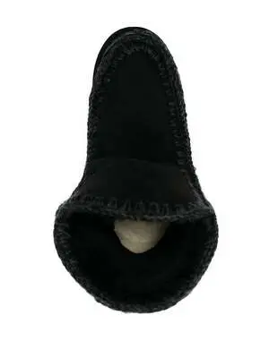 Mou Crochet Stitch-trim Wedge Boots