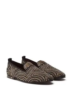 Dolce & Gabbana Crystal-embellished Velvet Slippers - Black