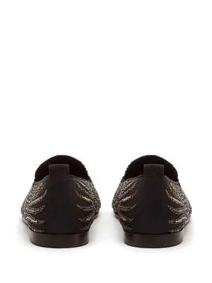 Dolce & Gabbana Crystal-embellished Velvet Slippers - Black