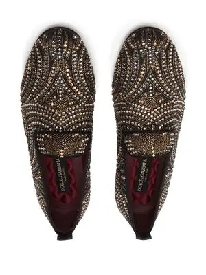 Dolce & Gabbana Crystal-embellished Velvet Slippers - Black