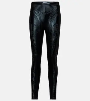 MUGLER Embossed Scuba Leggings - Black