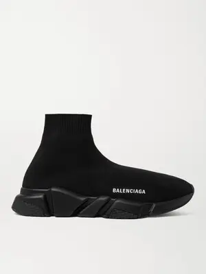 Balenciaga Speed Stretch-knit Slip-on Sneakers - Black