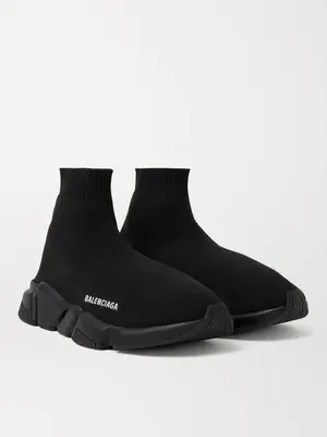 Balenciaga Speed Stretch-knit Slip-on Sneakers - Black