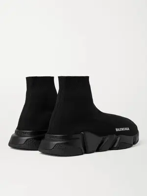 Balenciaga Speed Stretch-knit Slip-on Sneakers - Black