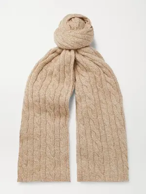 Loro Piana Cable-knit Baby Cashmere Scarf - Brown