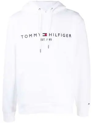 Tommy Hilfiger Embroidered Logo Drawstring Hoodie - White