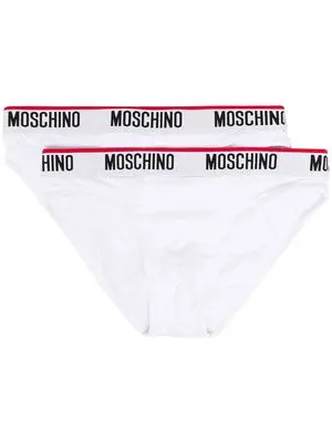 Moschino Logo Waistband Briefs - White