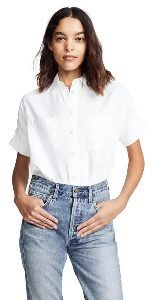 Madewell White Cotton Courier Shirt