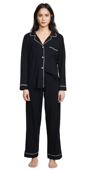 Eberjey Gisele Pajama Set Black/sorbet Pink