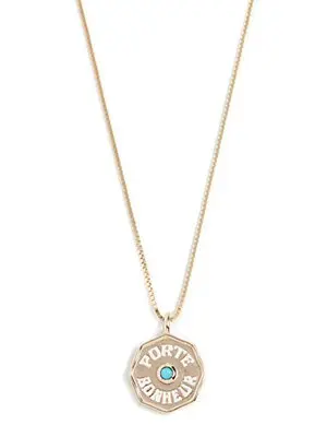MARLO LAZ 14k Mini Porte Bonheur Coin Necklace