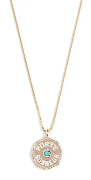 MARLO LAZ 14k Mini Porte Bonheur Coin Necklace