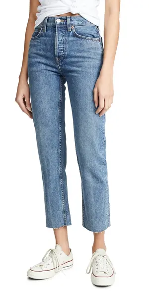 RE/DONE High-rise Stove Pipe Jeans - Medium Vain