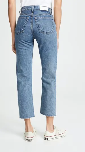 RE/DONE High-rise Stove Pipe Jeans - Medium Vain