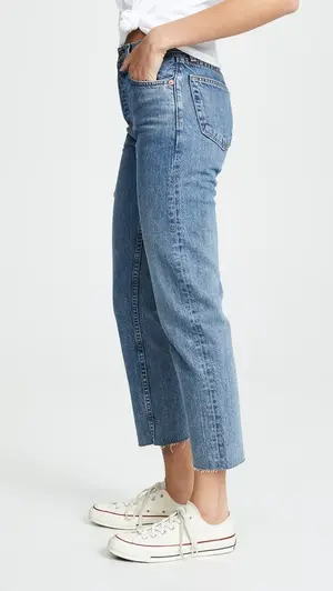 RE/DONE High-rise Stove Pipe Jeans - Medium Vain