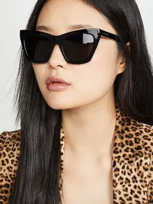 Saint Laurent - Saint Laurent Kate Cat Eye Sunglasses Black/Black/Grey