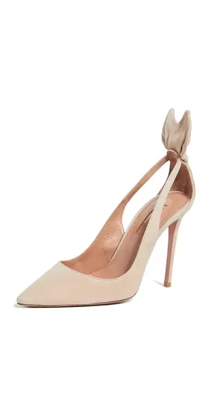 AQUAZZURA 105mm Bow Tie Pumps - Honey