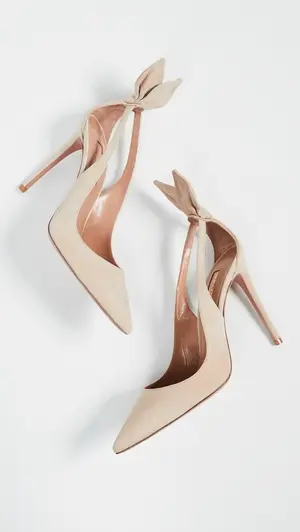 AQUAZZURA 105mm Bow Tie Pumps - Honey