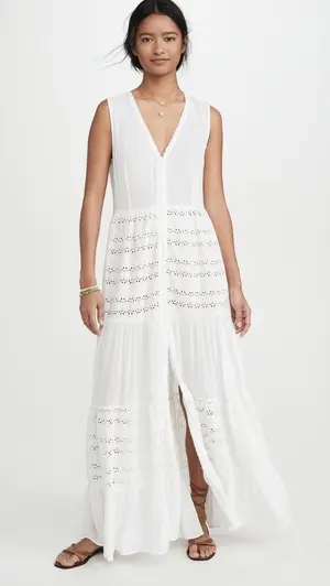 Playa Lucila Eyelet Maxi Dress - White