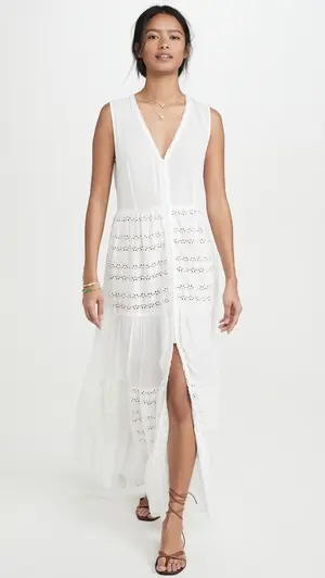 Playa Lucila Eyelet Maxi Dress - White