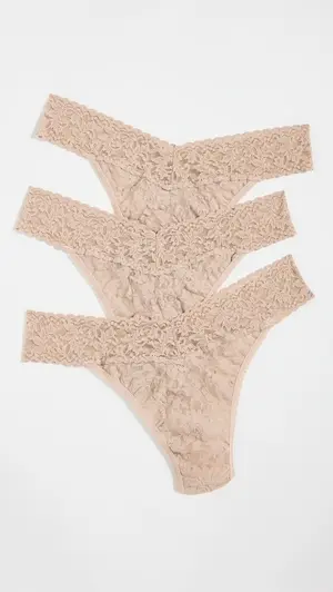 Hanky Panky Signature Lace Original Rise Thong 3 Pack - Chai/chai/chai