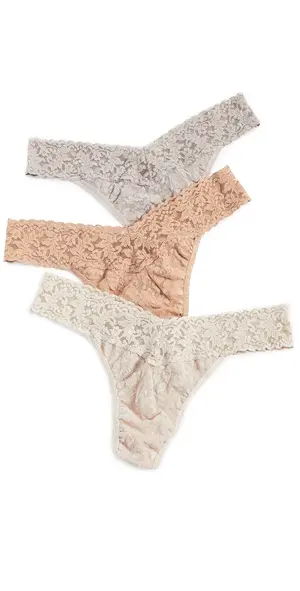 Hanky Panky Signature Lace Original Rise Thong 3 Pack Neutral