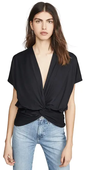Susana Monaco Twist Front Dolman Top - Black