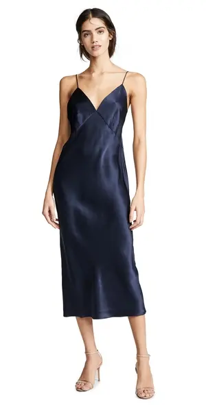 Olivia Von Halle Olivia Von Halle Issa Slip Dress Navy
