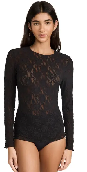 Hanky Panky Signature Lace Long Sleeve Top - Black