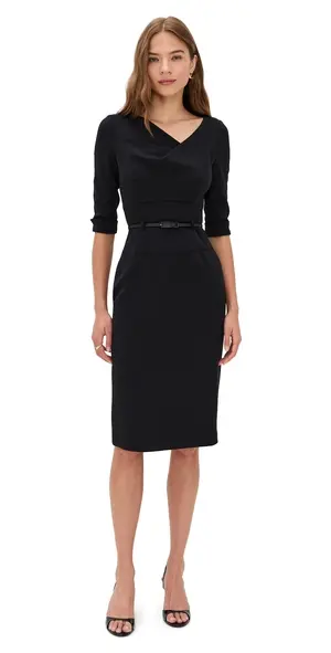 Black Halo 3/4 Sleeve Jackie O Dress - Black