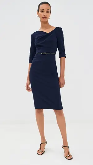 Black Halo 3/4 Sleeve Jackie O Dress - Eclipse