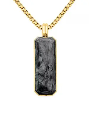 David Yurman 18kt Yellow Forged Carbon Ingot Tag