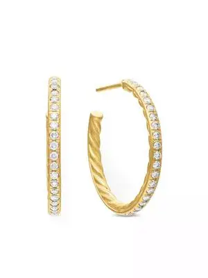 David Yurman 18kt Yellow Pavé Diamond Hoop Earrings - Gold