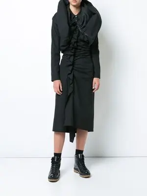 Yohji Yamamoto Gathered Midi Dress