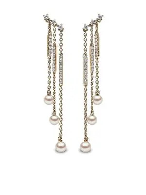 Yoko London 18kt Yellow Akoya Pearl And Diamond Drop Earrings - Gold