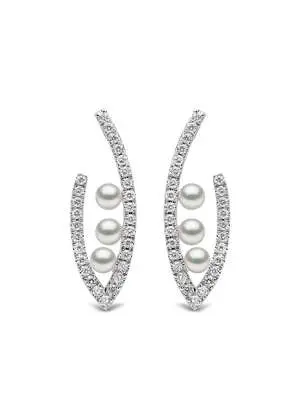 Yoko London 18kt White Gold Akoya Pearl And Diamond Earrings - Silver