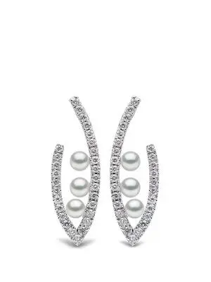 Yoko London Akoya Pearl And Diamond Earrings - Silver