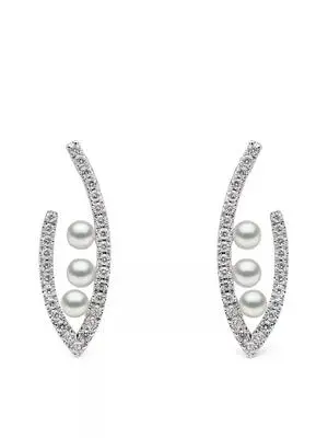 Yoko London Akoya Pearl And Diamond Earrings - Silver