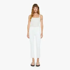 MOTHER The Insider Crop Step Fray Jeans - White